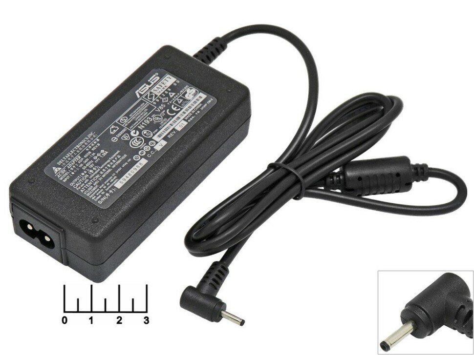 Блок питания 19V 1.58A Asus AC-N234-A (ADP-65DB) импульсный (2.5*0.7) без шнура (восьмерка) угол
