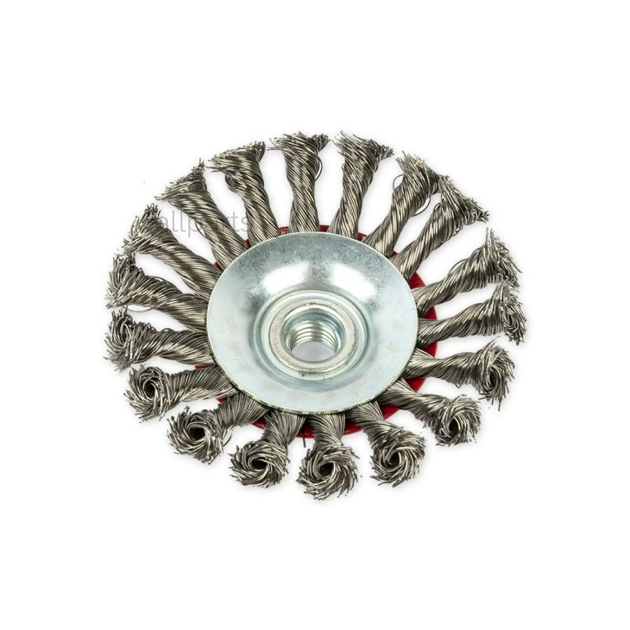 ARNEZI R8048115 Щетка для УШМ конусная 115 мм, посадка M14, стальная витая проволока d=0.5мм, 12500 об/мин ARNEZI R8048115