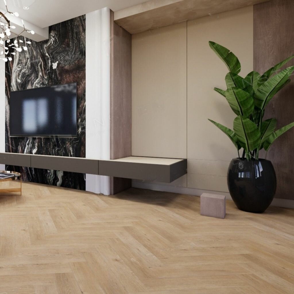 Каменно-полимерная плитка (SPC) ENSTEN Valland Parquet ёлка ECO 103-04 Олива (600х125х4), 1,95 м2