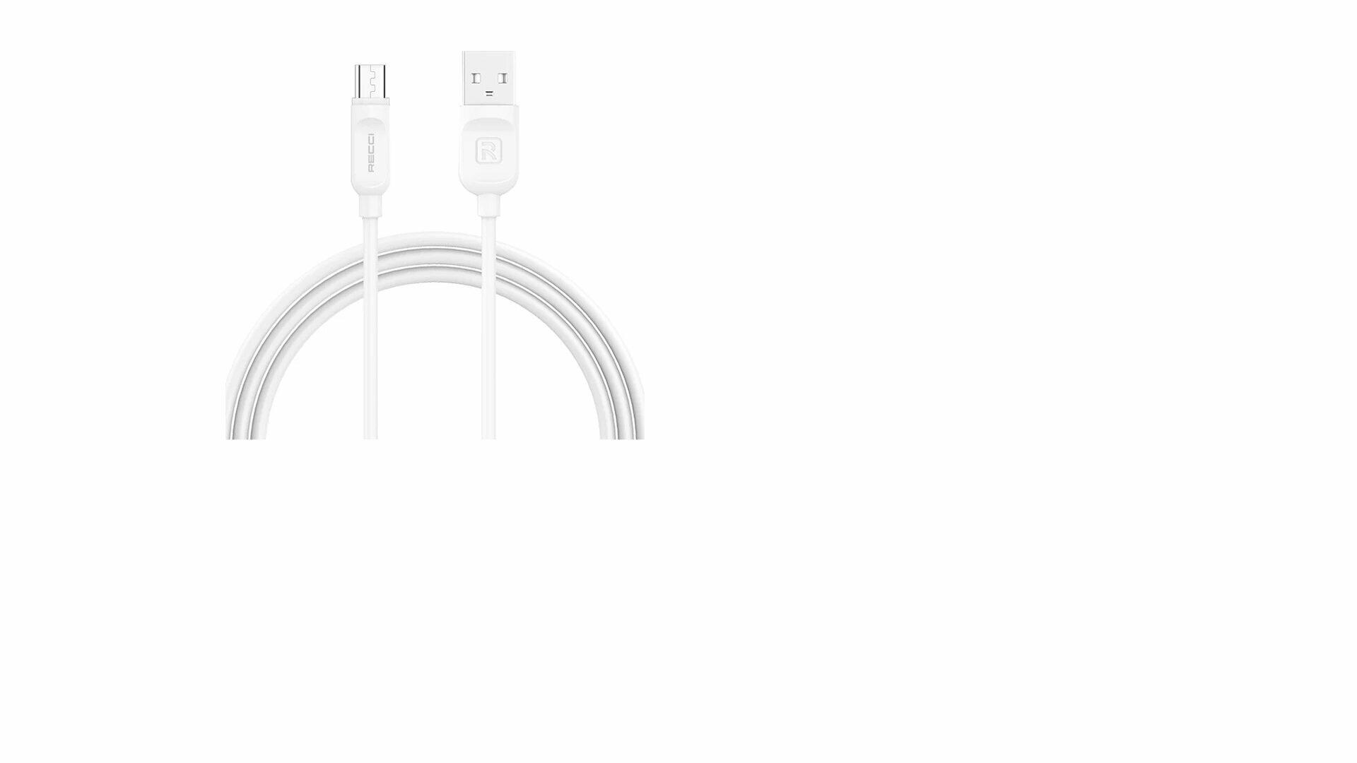Кабель для быстрой зарядки и передачи данных Recci RayLine, USB to MicroUSB, 2.1А, 2 метра, Белый, RCM-P200