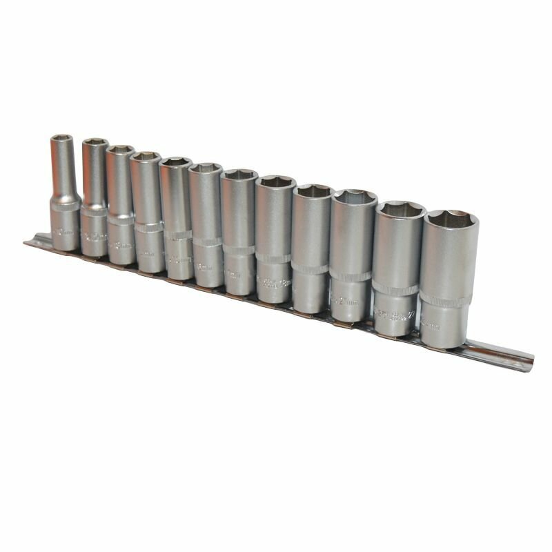 Набор торцевых шестигранных головок удлиненных 10-24мм 1/2" дюйма на планке AIST 402112 12 предметов под большую трещотку
