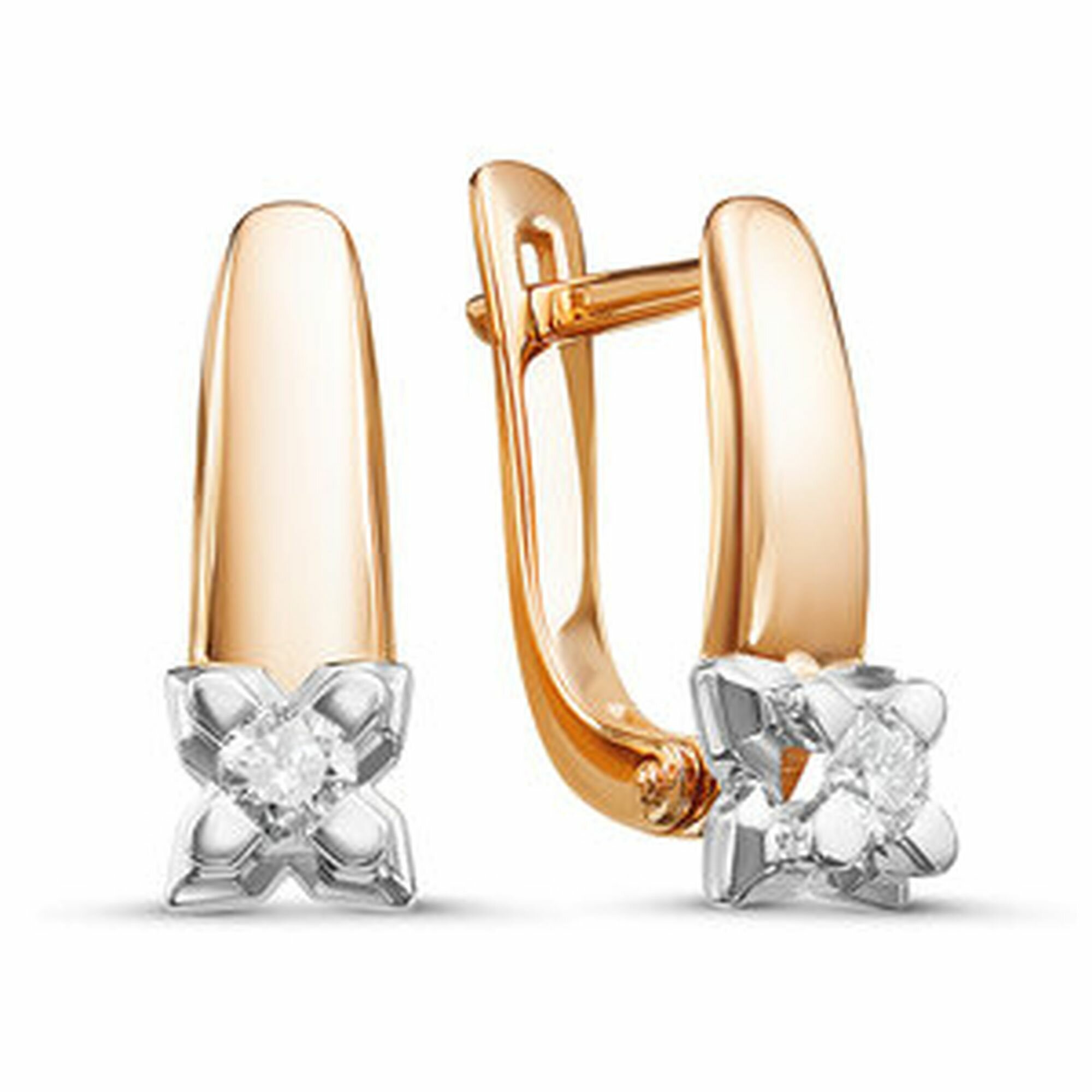 Серьги, красное золото, 585 проба, бриллиант