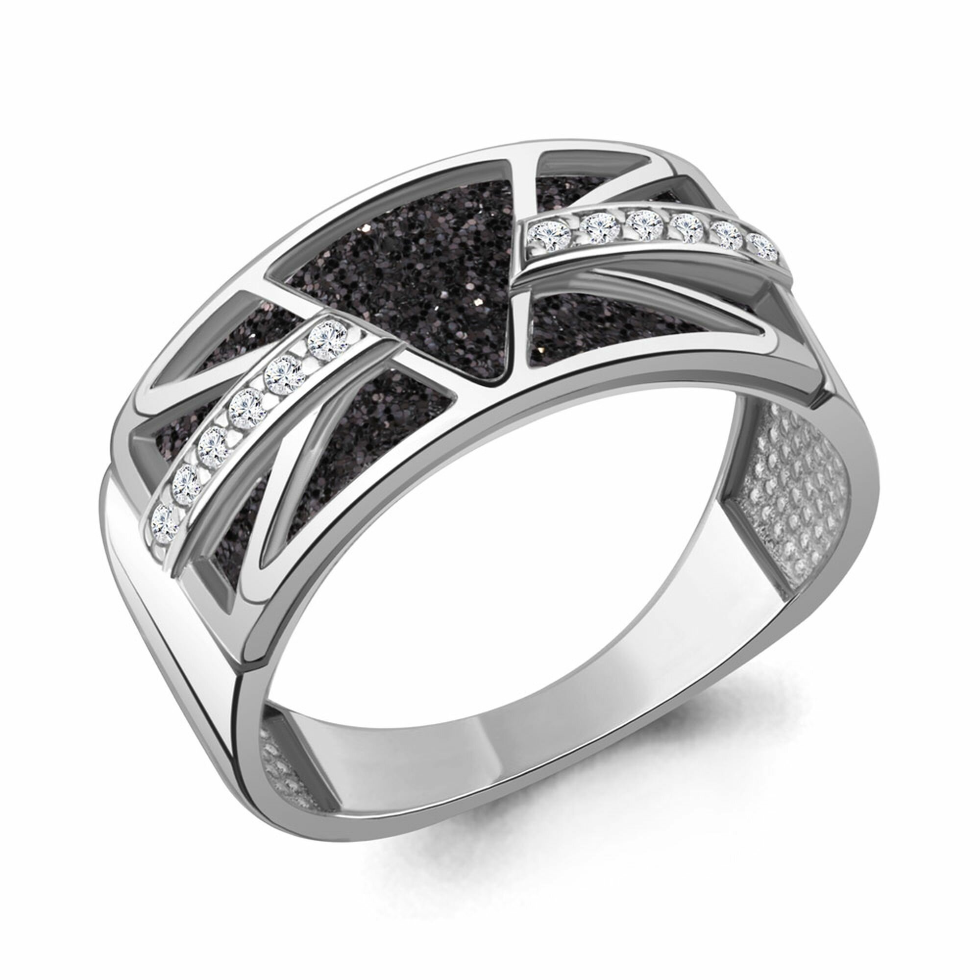 Кольцо, серебро, 925 проба, родирование, фианит