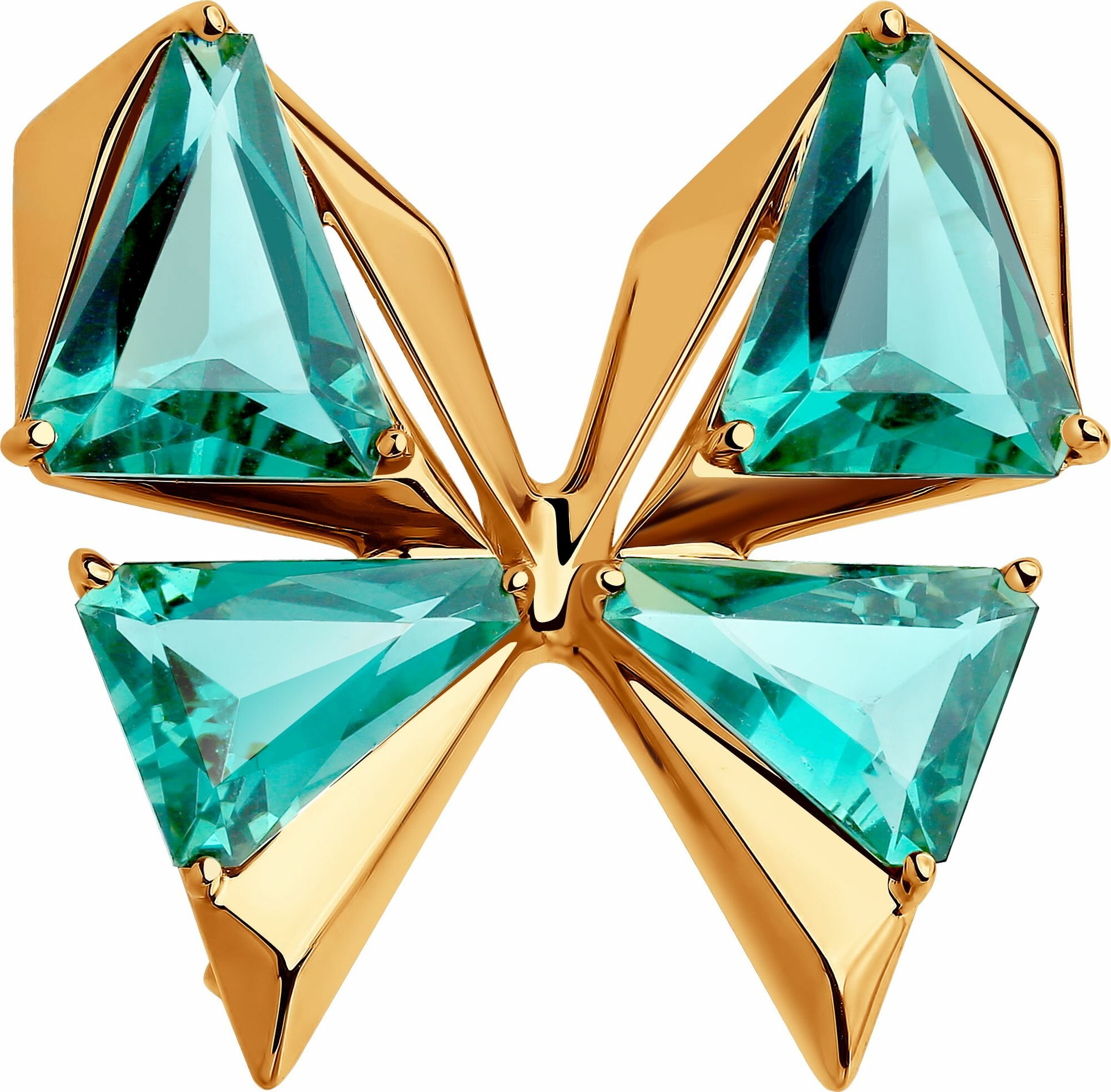 Брошь, красное золото, 585 проба, кварц