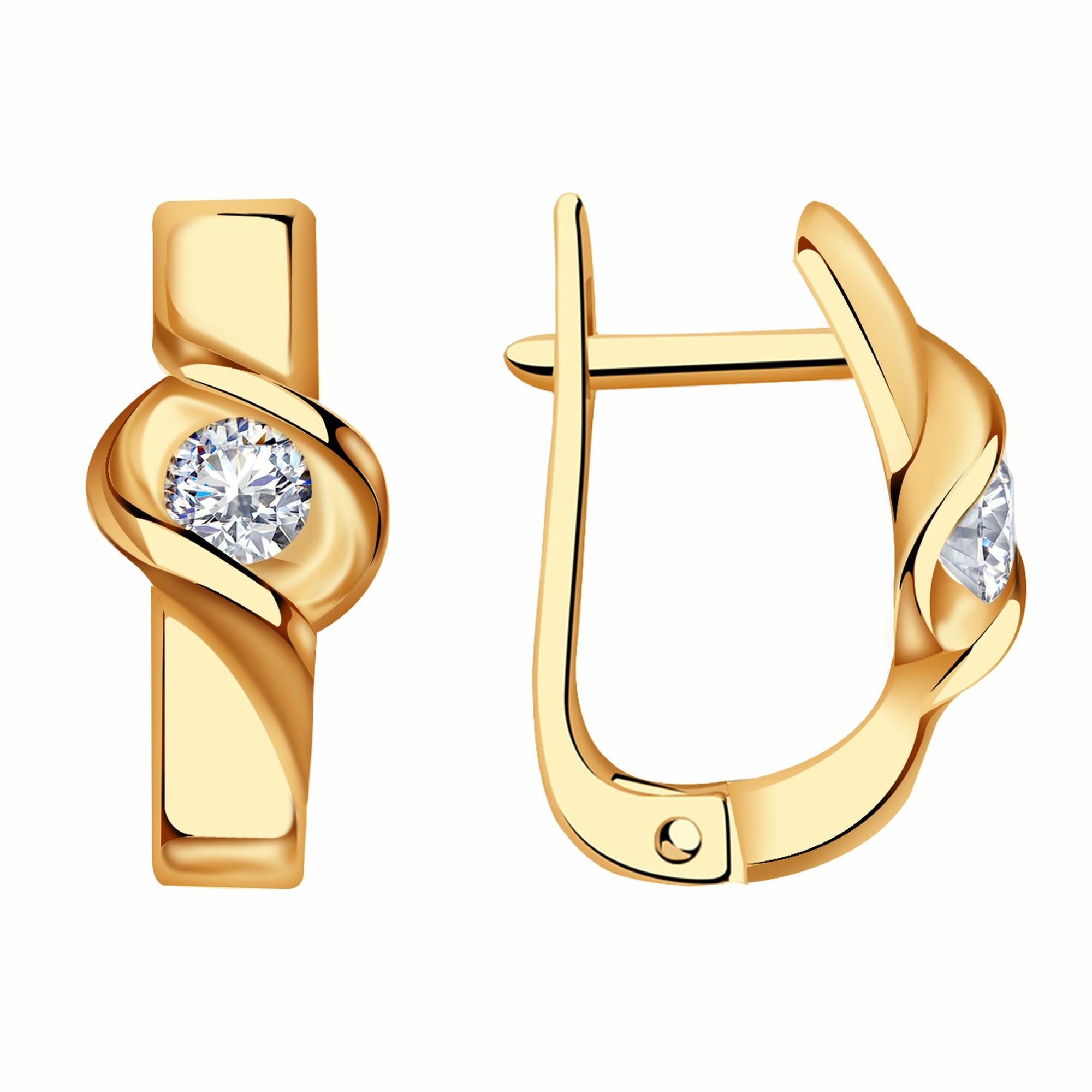 Серьги, красное золото, 585 проба, кристаллы Swarovski