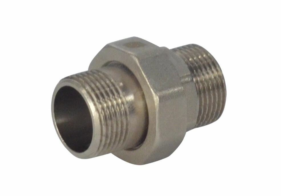 Соединитель латунь никель американка Ду 15 (1/2") прямой НР/НР SantechSystems