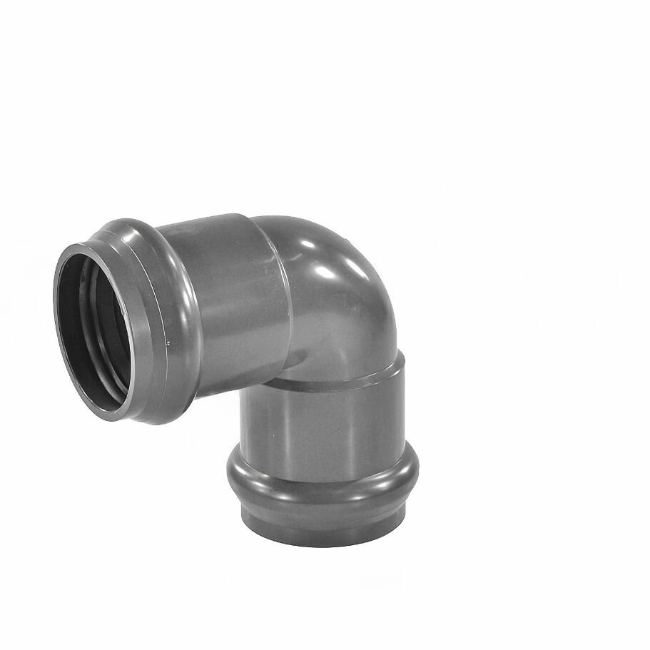 Отвод НПВХ серый SDR26 Дн 110х90гр Ру10 двухраструбный напорный в/к Aquaviva AQV102110