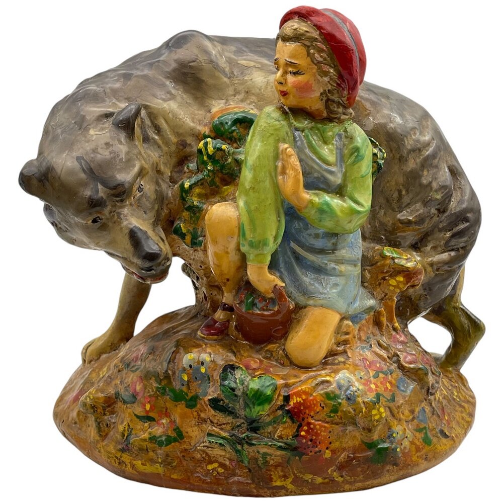 Статуэтка "Красная Шапочка и Серый Волк", гипс, 1950-1960 гг, Кунгурский ЗХИ, Пермь, СССР