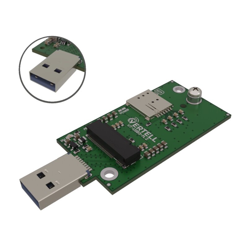 Переходник USB VERTELL VT-USB3-M2 LONG для M.2 модемов, адаптер с разъёмом под nano-SIM карту