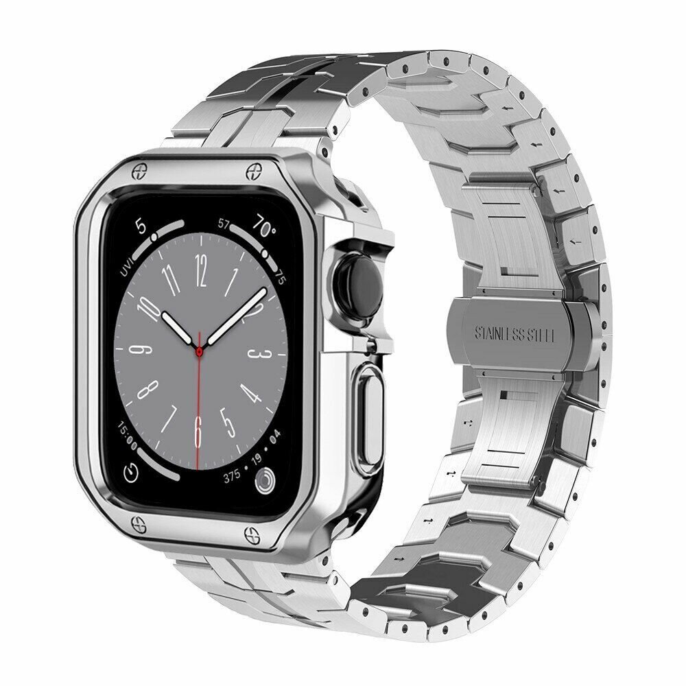 Ремешок из нержавеющей стали для Apple Watch Ultra 49 мм ремешок 45 мм 44 мм 42 мм 41 мм, мягкий чехол из ТПУ для Apple Watch Series 8 7 5 SE
