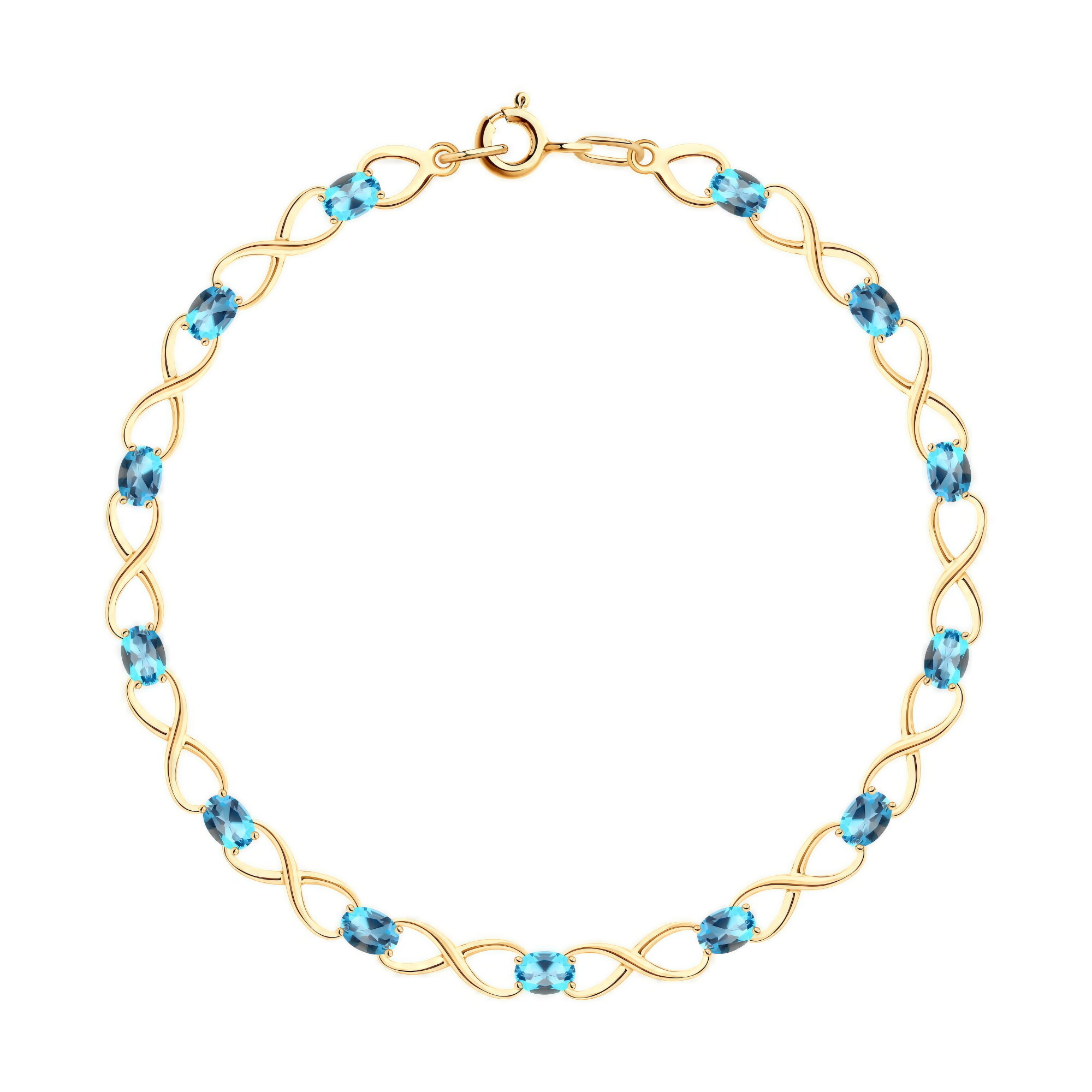 Браслет, красное золото, 585 проба, топаз