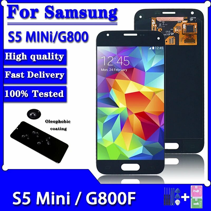 ЖК-дисплей Super AMOLED для Samsung S5 Mini, сенсорный экран с дигитайзером в сборе для Samsung G800, G800F, G800H Black