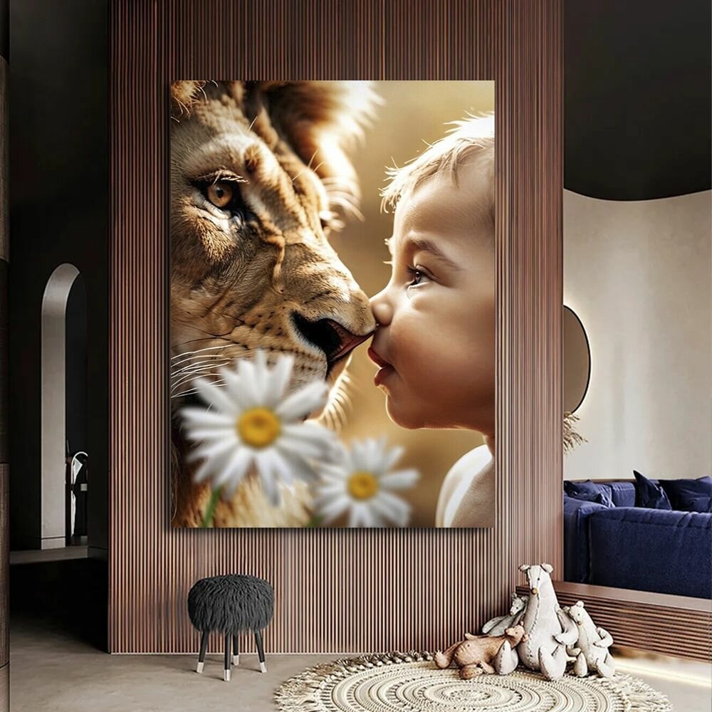 Картина "Лев и Львица", 40x60 см, на подрамнике, холст, дерево