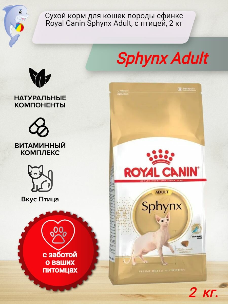 Royal Canin (Роял Канин) Sphynx Adult Корм сухой сбалансированный для взрослых кошек породы Сфинкс от 12 месяцев, 2 кг