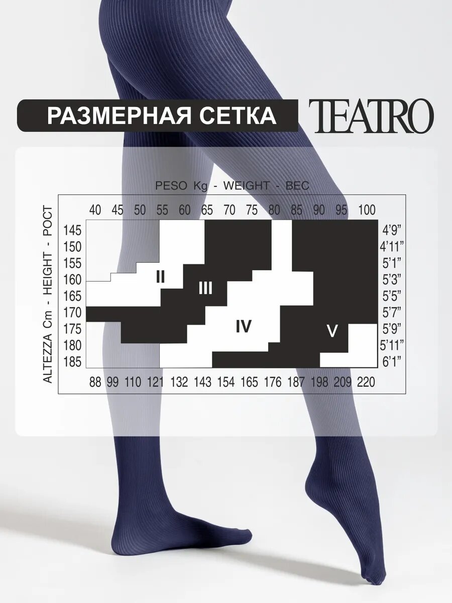 Колготки TEATRO, размер 4, синий — фото 1