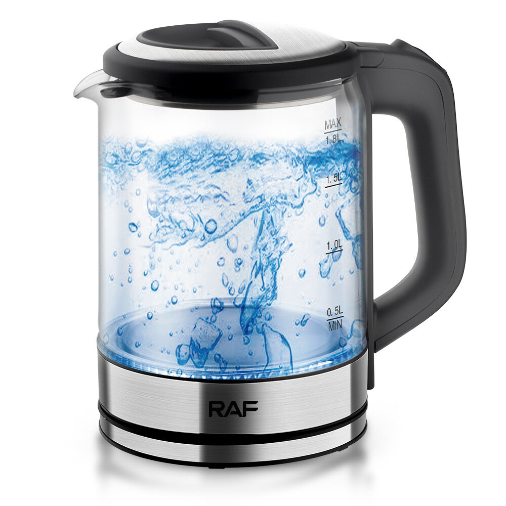Электрический чайник RAF R.7941, 1350Вт, 1.8л, трансграничный, прозрачный, стекло