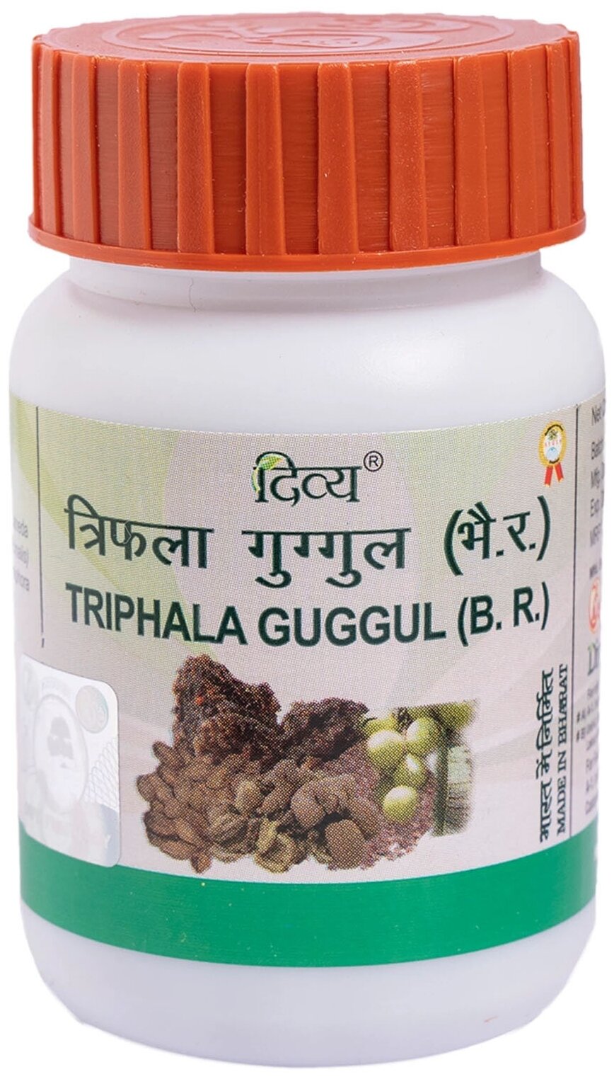 Трифала Гуггул Патанджали для очищения организма, снижает лишний вес Triphala Guggul Patanjali, 80 шт.