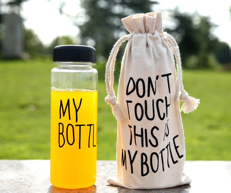 Бутылка My Bottle прозрачная в льняном мешочке 500мл