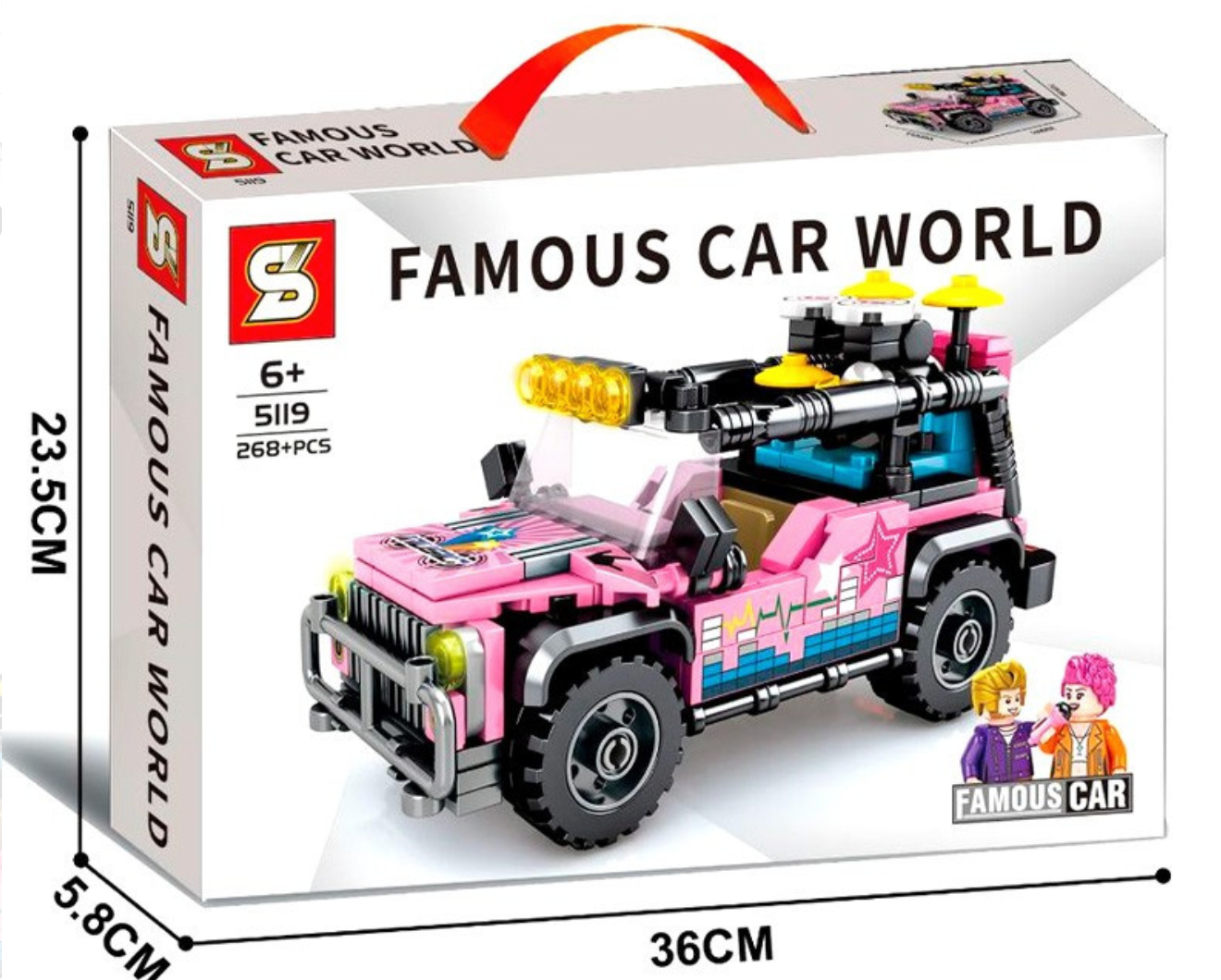 Конструктор Техник Машина Джип музыкантов розовый Holiday SUV 5119 SY FAMOUS CAR WORLD, 268 деталей