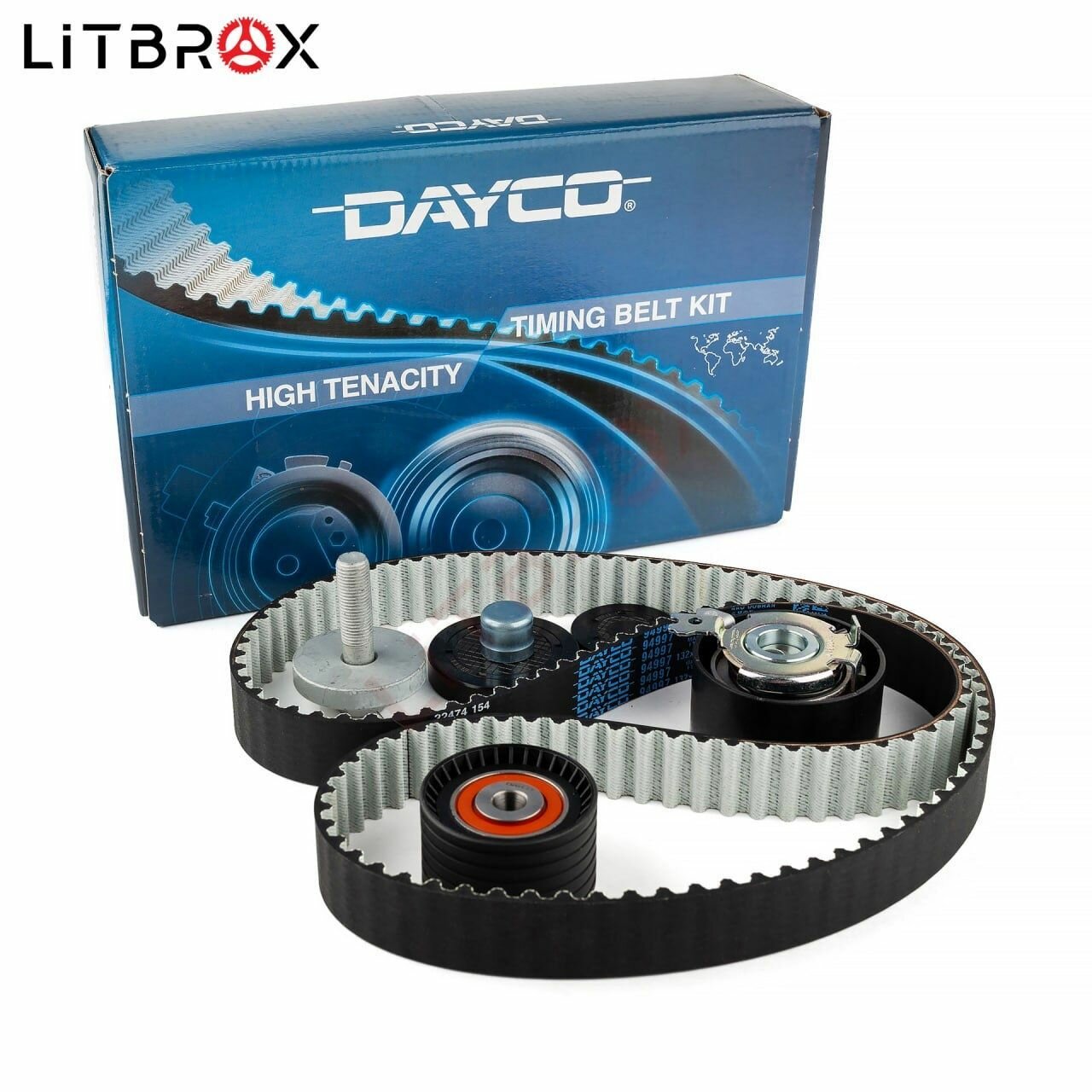 Комплект ГРМ "DAYCO" (оригинал) (ремень + 2 ролика) (16 кл.) (K4M, K4J) ВАЗ LADA Largus, Logan, Duster / KTB460