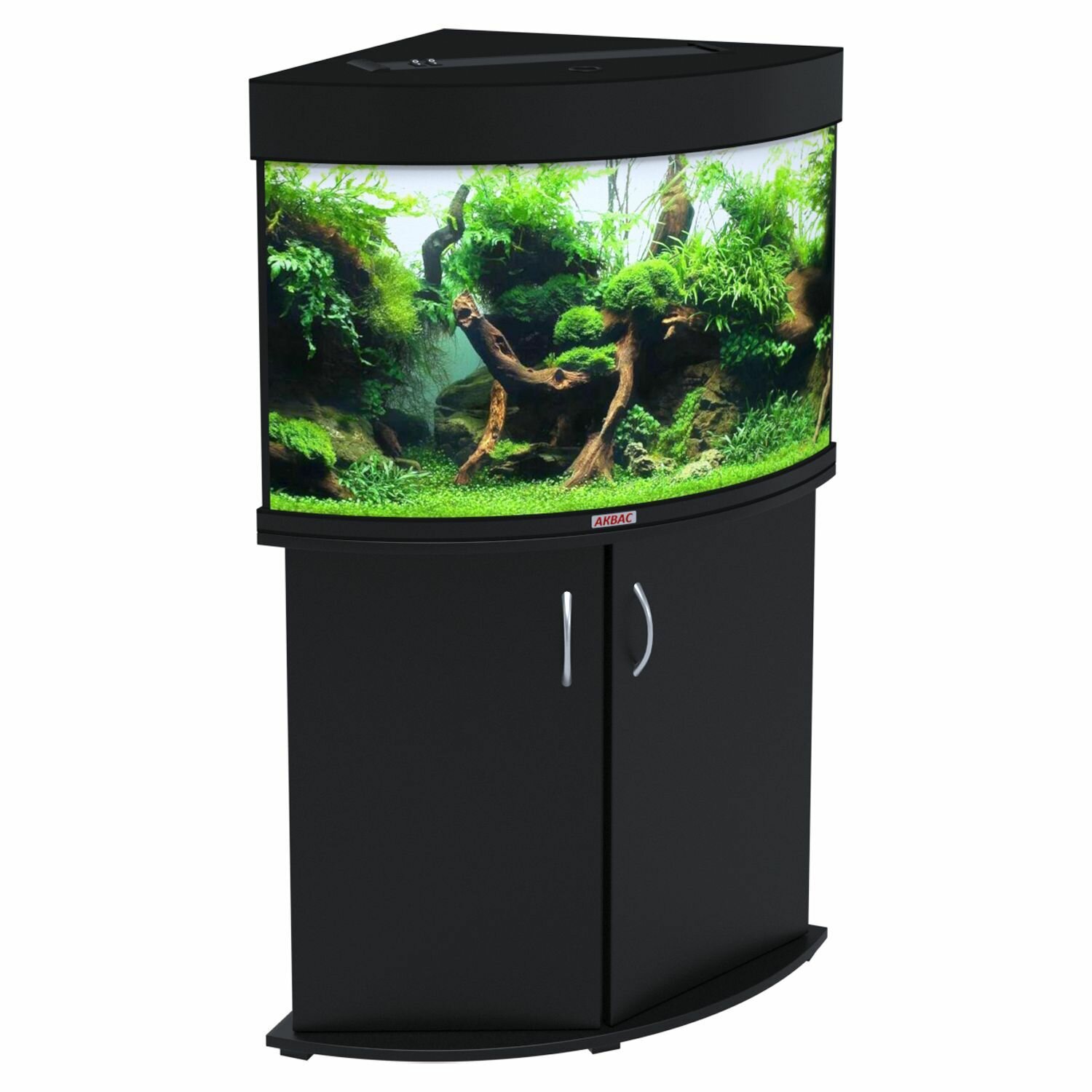 Аквариум для рыбок угловой 120 литров с освещением и тумбой, (58*58*57 см) Аквас