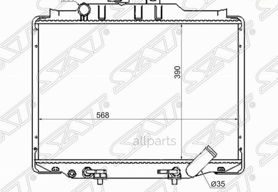 SAT MC0005-L300-D-2R Радиатор Mitsubishi Delica 89-07 / Hyundai Grace 93-03 / Porter 98-10 / Mitsubishi L300 87-98