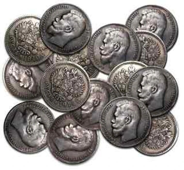 Набор 10 штук монет рублей 1895 - 1915 Николай 2 серебряные монеты сувенирные копии монеты, нумизматика, деньги для коллекции