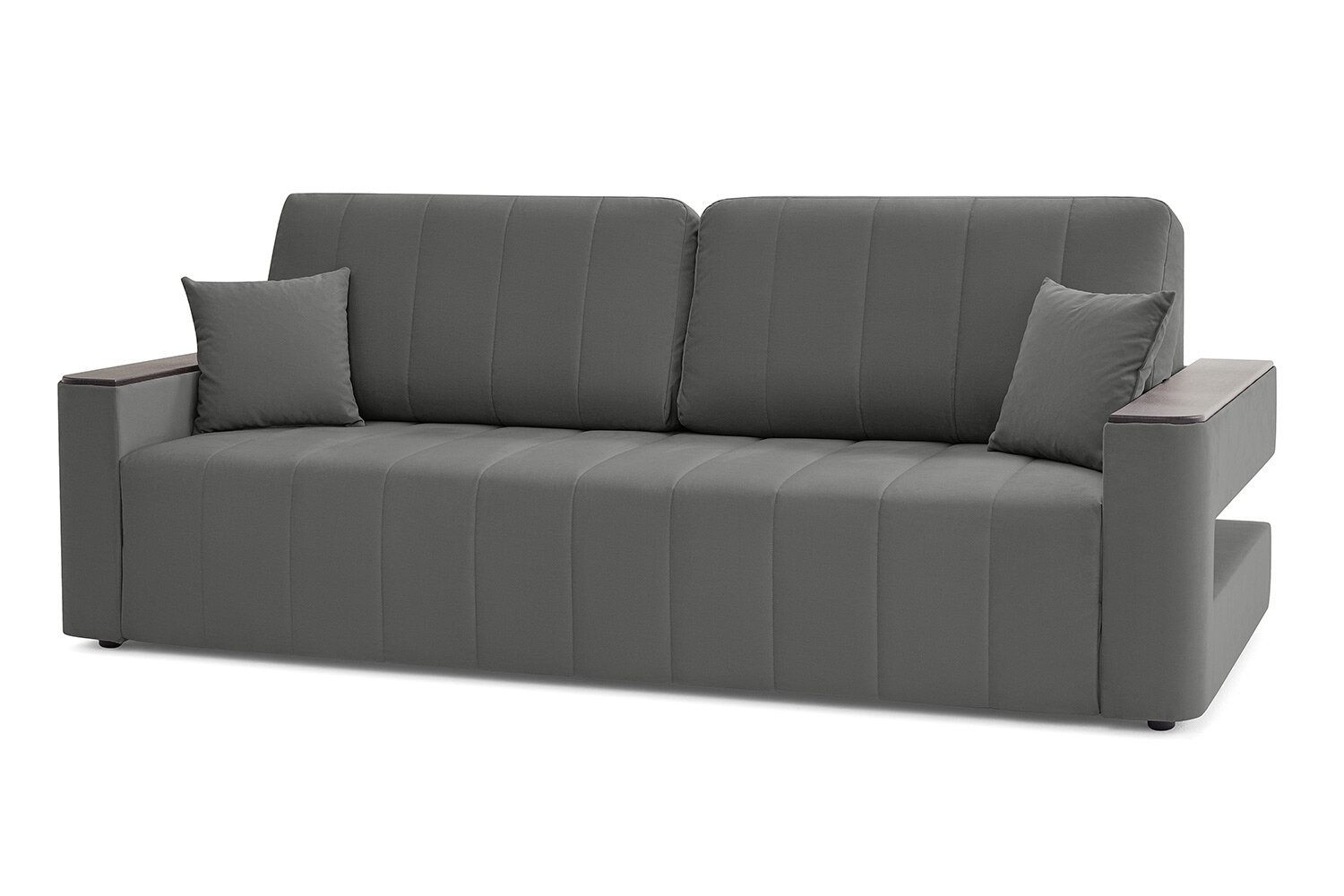 Диван-кровать DREAMART Дакота, обивка велюр, жесткие подлокотники, цвет серый