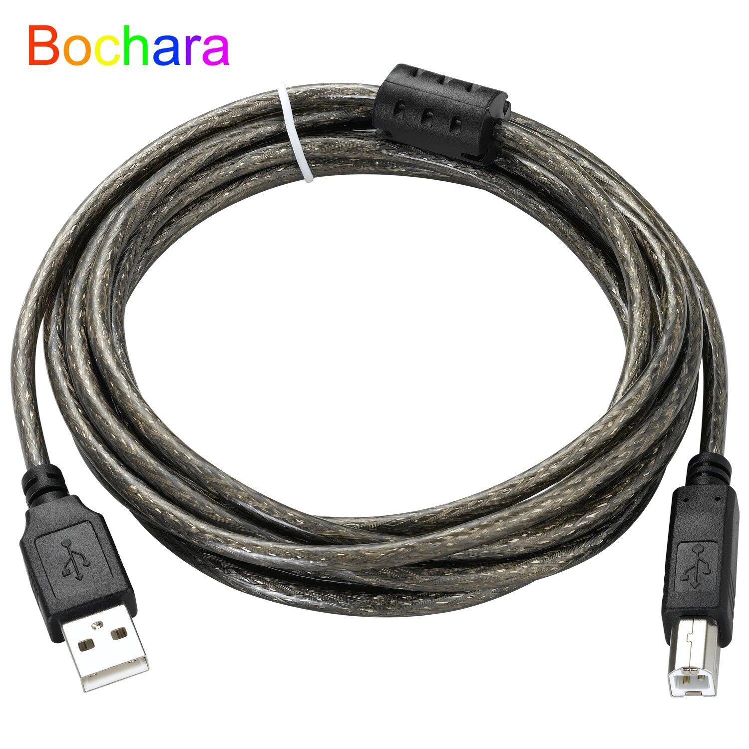 Bochara USB 2.0 кабель для принтера прозрачный черный 3 м