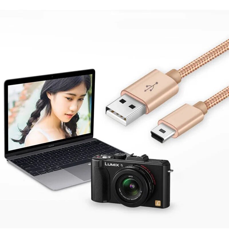 Дата-кабель Mini USB/USB, высокая скорость передачи данных и быстрая зарядка, для MP3/MP4-плееров, GPS, цифровой камеры, HDD 0,25 млн, gold