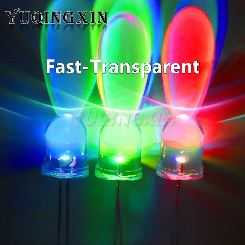 Набор светодиодов YUQINGXIN F10 10мм RGB, 7-цветная быстрая вспышка