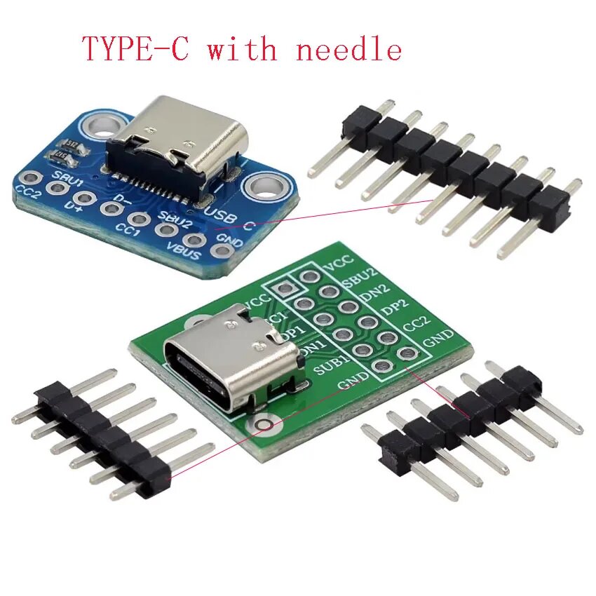 USB Type-C Breakout Board, 5PCS, Brown — фото 1