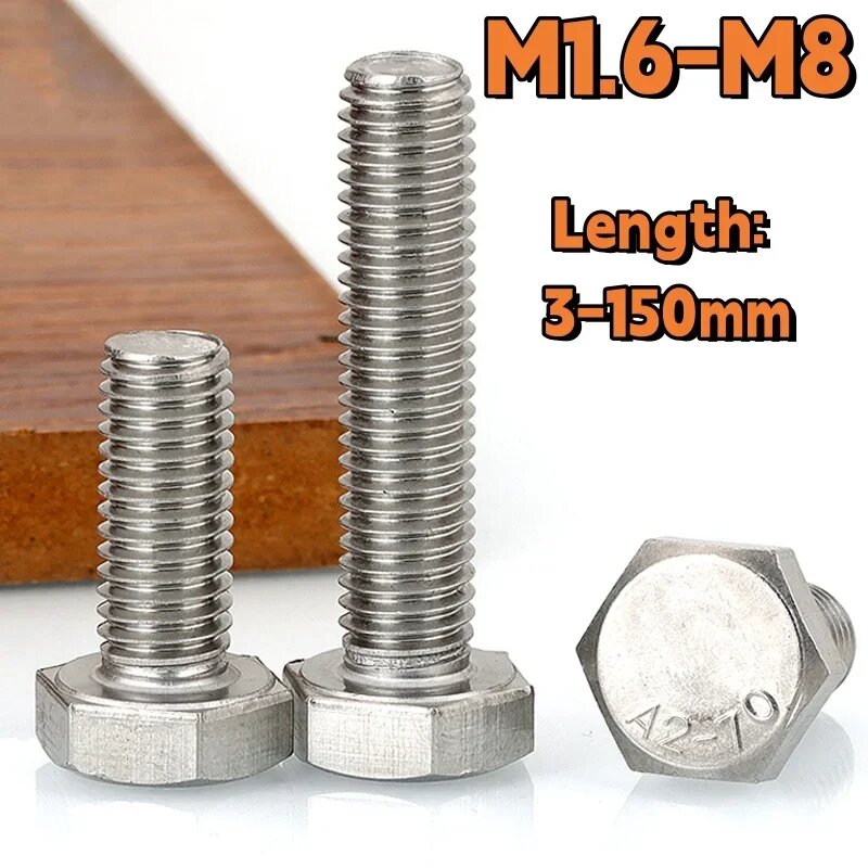 Нержавеющие шестигранные болты M1.6-M8 304 M3-30pcs, 18mm