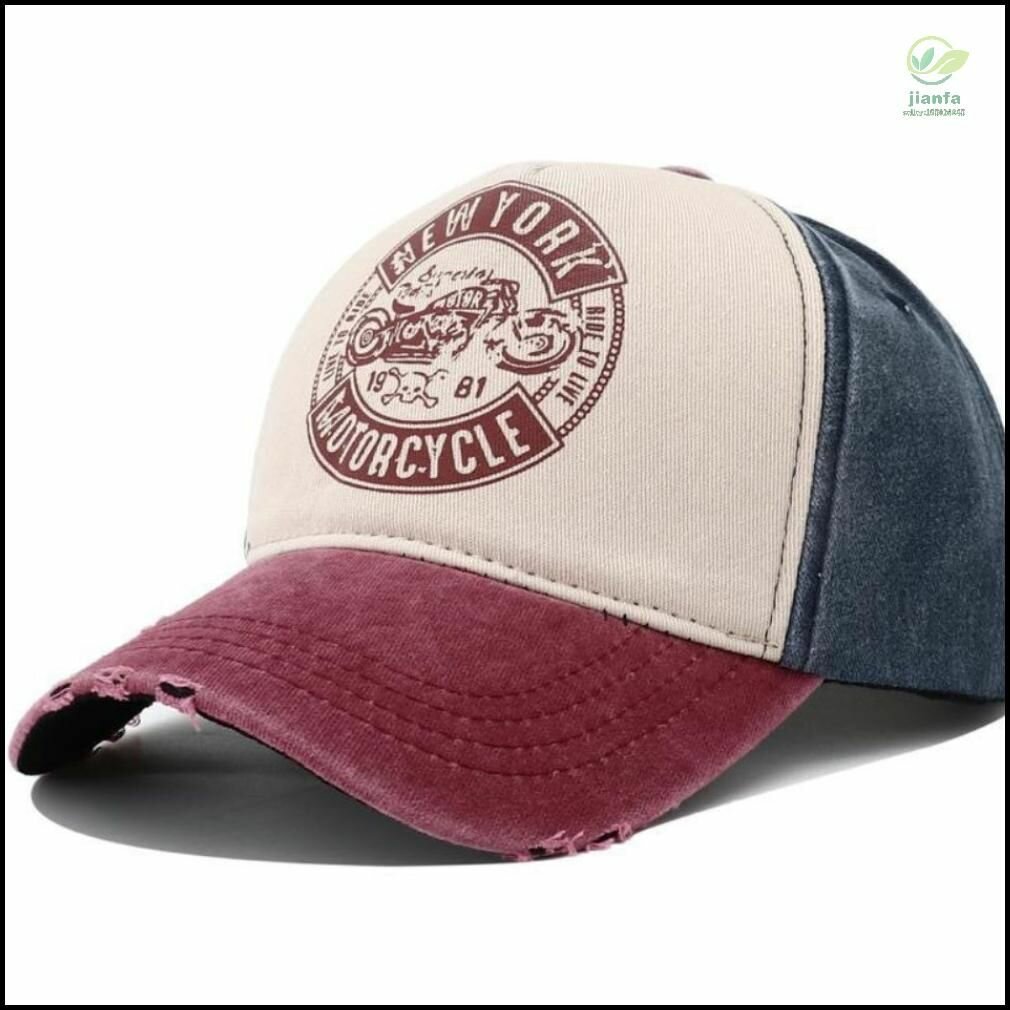 Бейсболка с принтом мотоцикла в стиле ретро с буквенным принтом