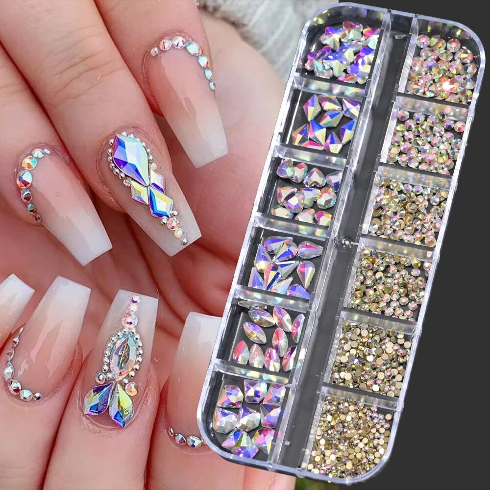 Стразы для ногтей MAFANAILS, 12 сеток, PH140-04