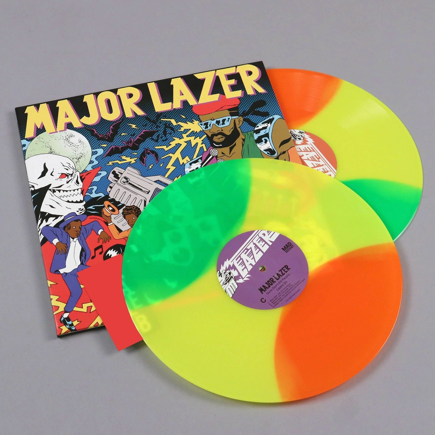 Major Lazer - Guns Don't Kill People Lazers Do (500шт в мире Red-Yellow-Green Neon Stripe USA Limited) Трехцветная Виниловая Пластинка от Diplo