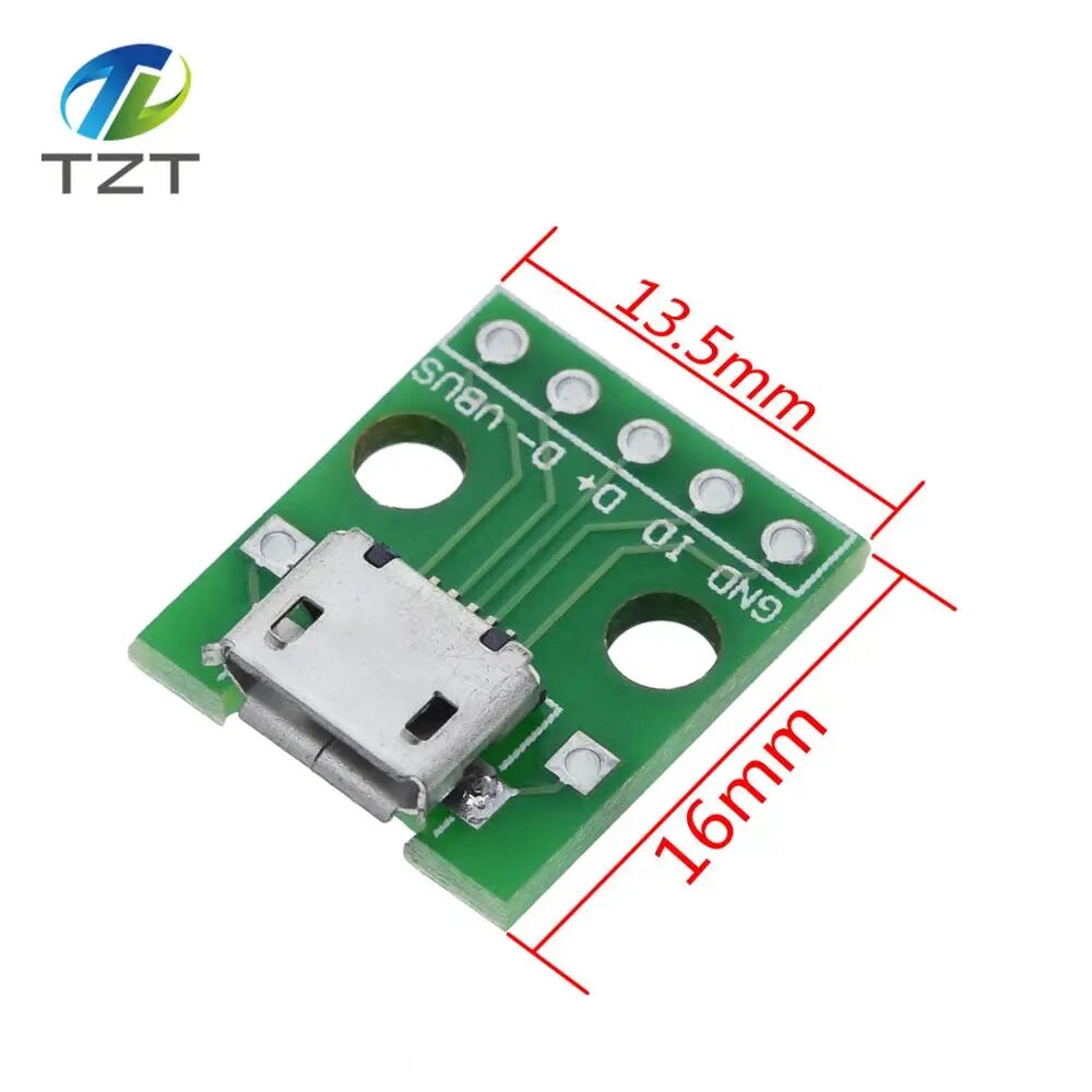 Адаптер Mini USB - DIP 2,54 мм TZT teng (10 шт.)