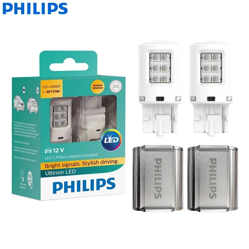 Лампа Philips WY21W T20, 2 шт, с адаптером