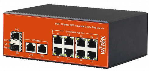 WI-PS310GF-I Промышленный неуправляемый коммутатор 8 PoE портов 1000Base-T + 2 Combo, Watchdog