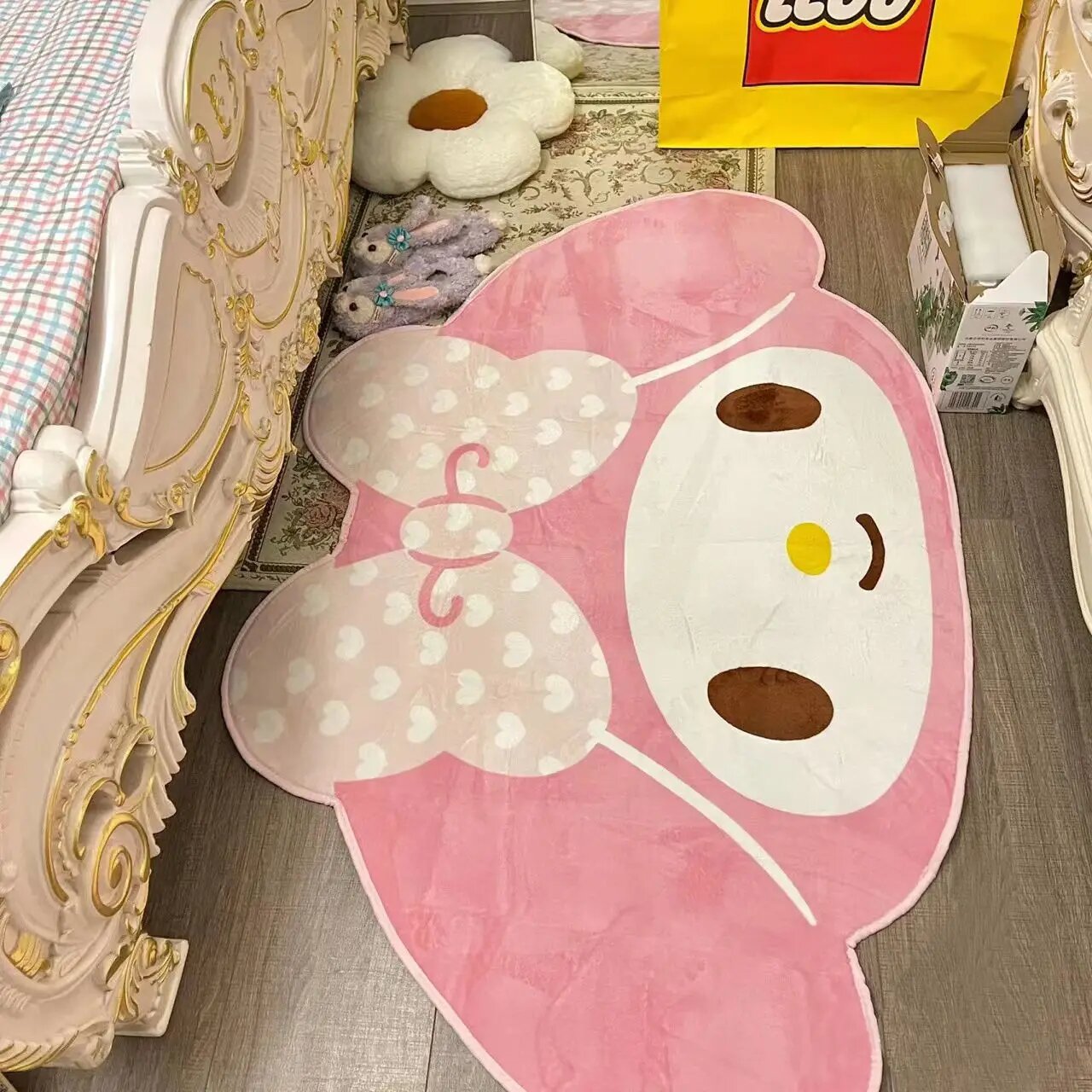 Декоративный ковер Sanrio My Melody Cinnamoroll Kuromi, 40-60 crystal velvet, Розовый