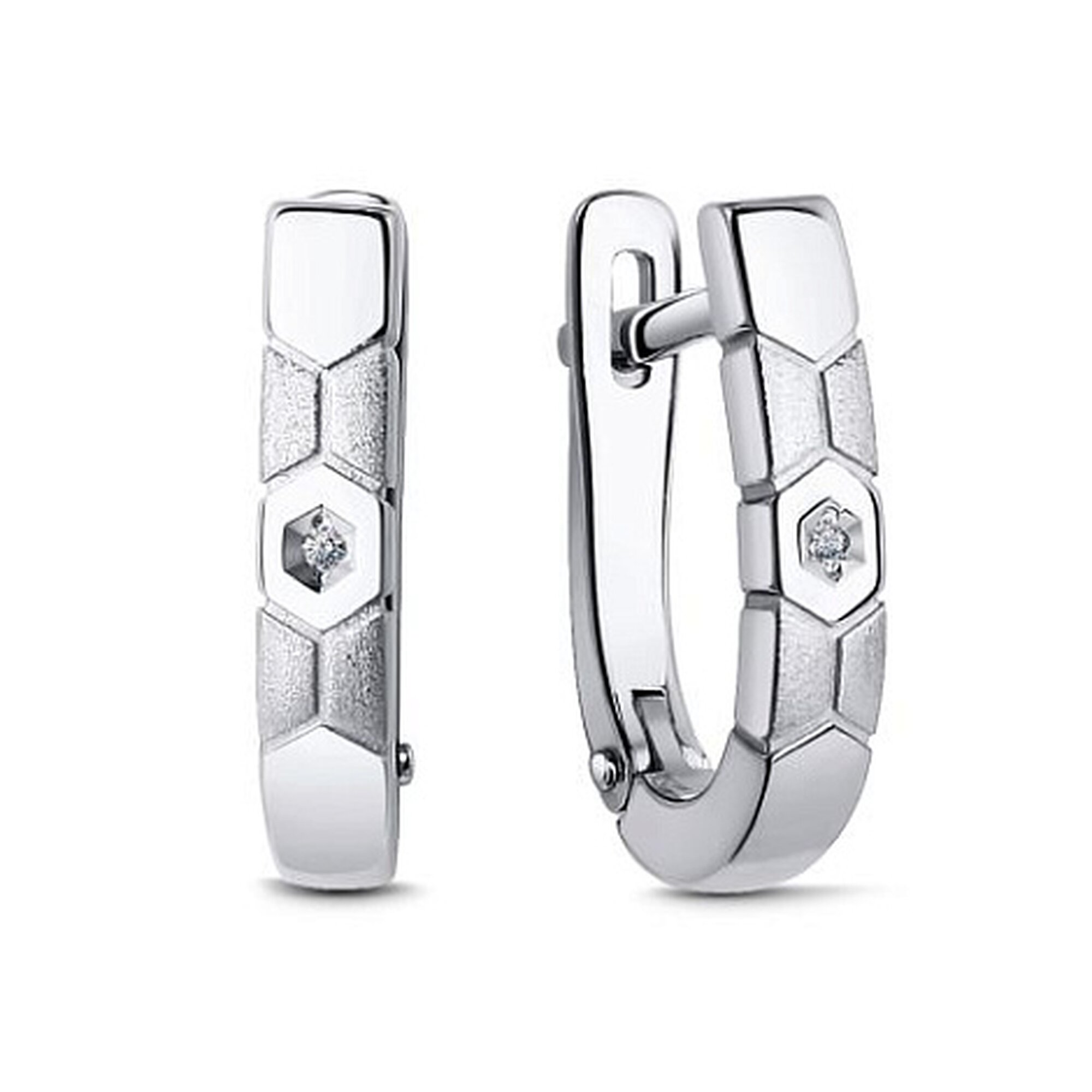 Серьги, серебро, 925 проба, родирование, бриллиант