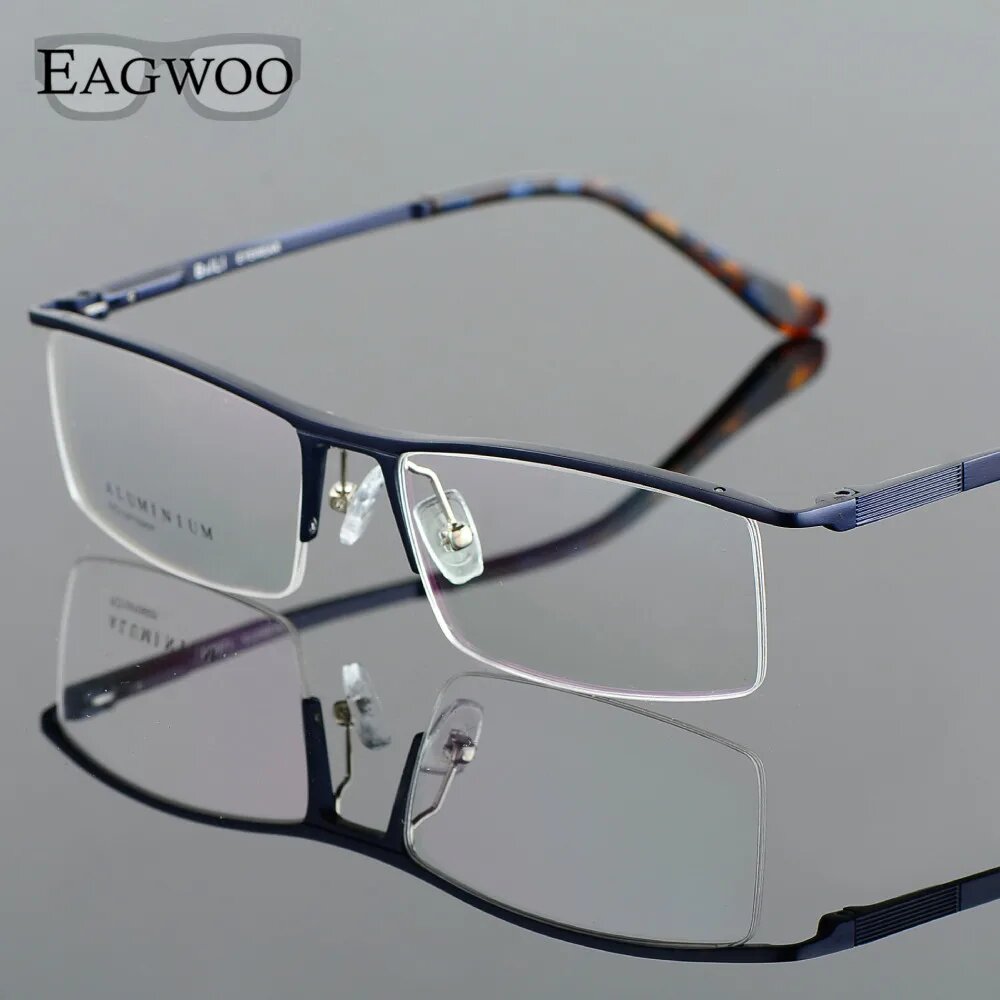 Мужские очки EAGWOO в полуоправе из алюминия зелёные