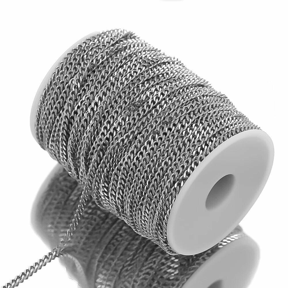 Кубинская цепочка из нержавеющей стали, 2 м, цвет steel color