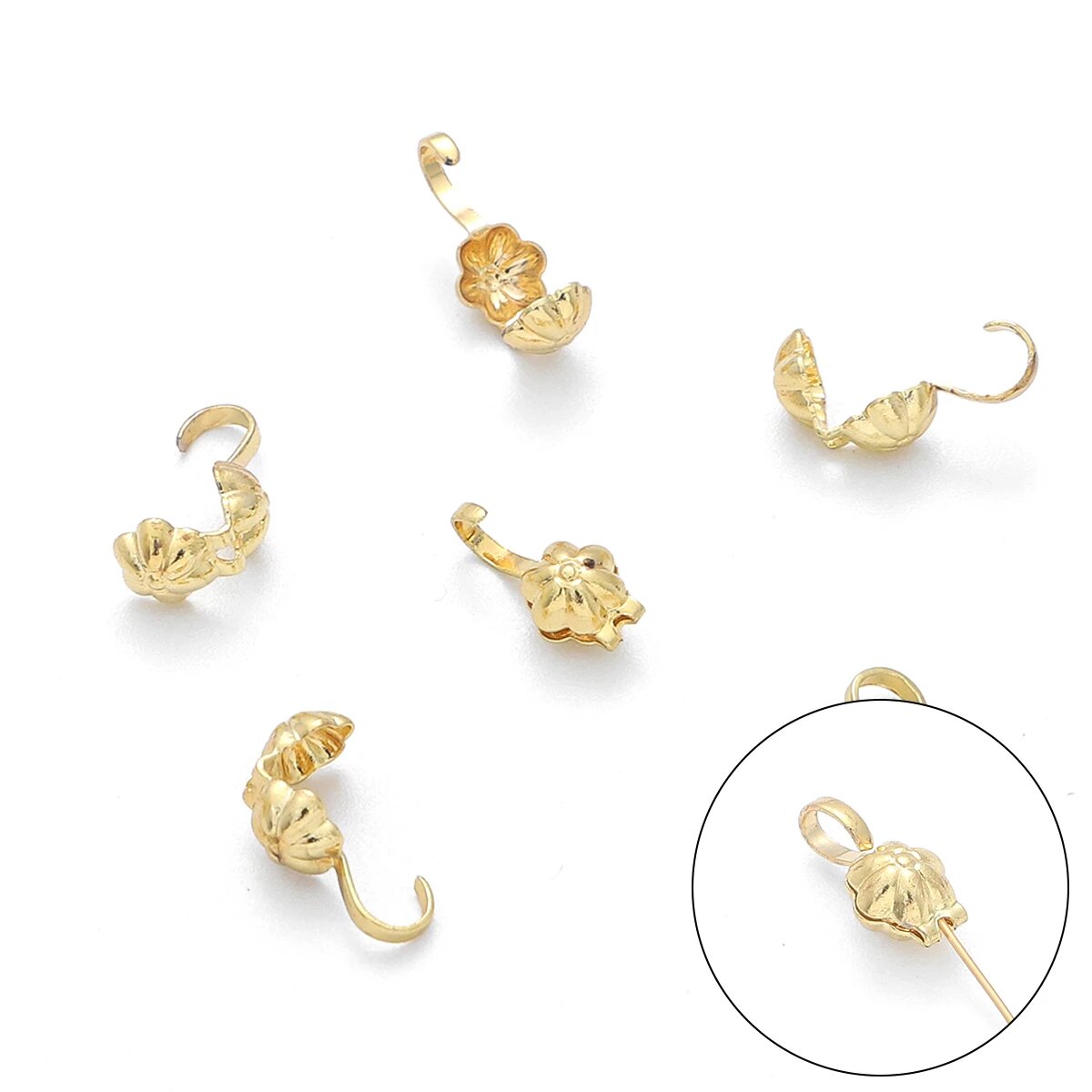 Золотые латунные зажимы-клипсы 20 шт, 5х10 мм, для бижутерии 02 Gold