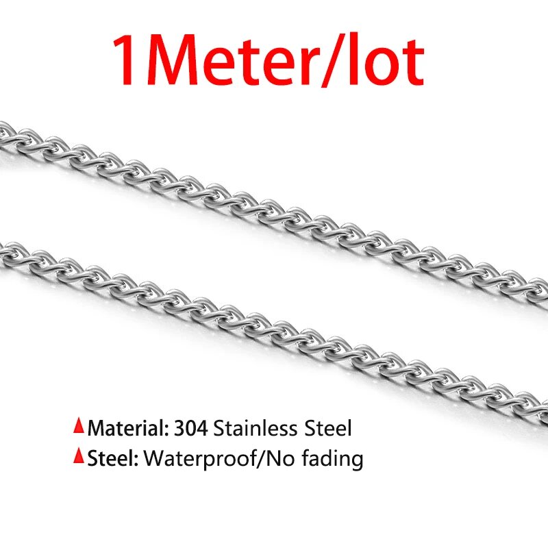 Кубинская цепь из нержавеющей стали YPAY 1 метр 1.4x5mm, Steel-1meter