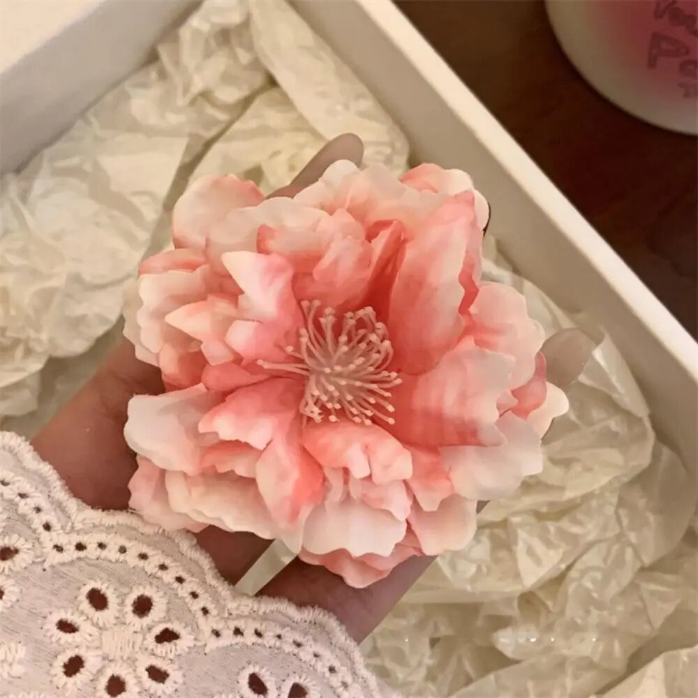 Розовая цветочная заколка, style 8