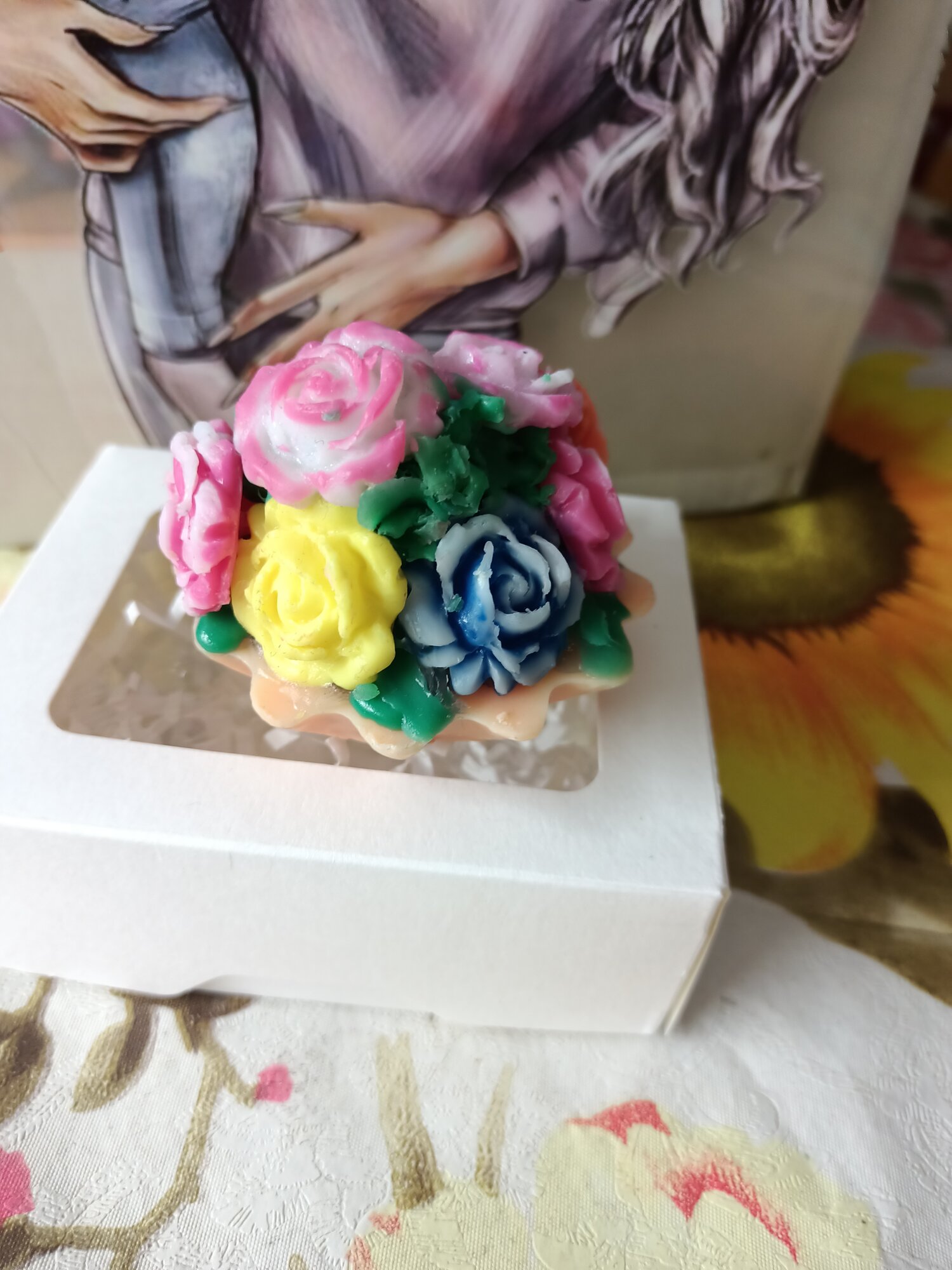 Мыло "Корзиночка с розами", ручной работы, 100% натуральный состав