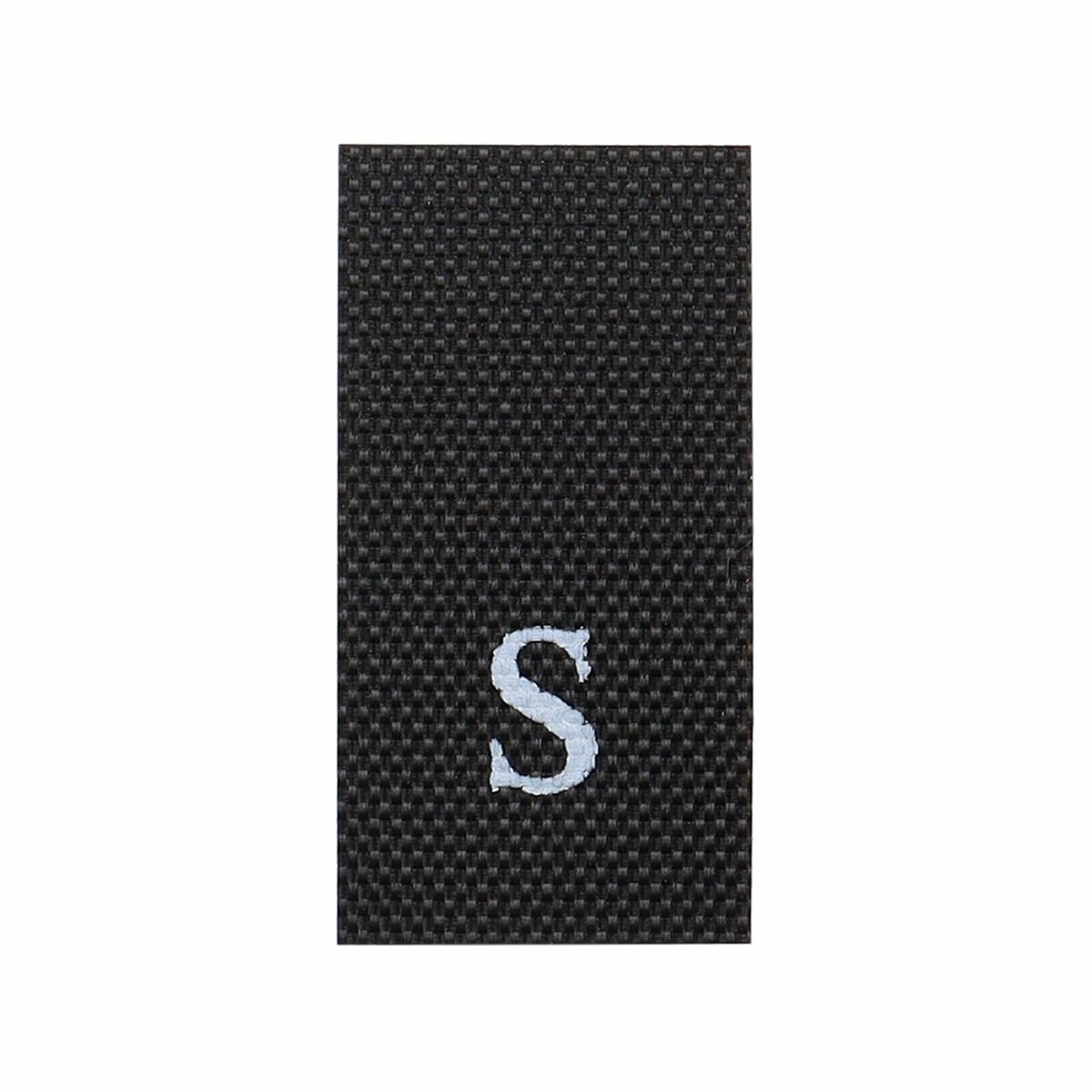 Этикетка-размерник 10*20мм П/Э, 100шт/упак, черный фон/белый шрифт (MN) (S)