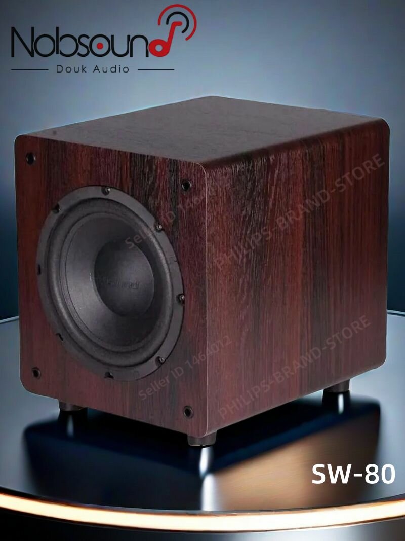 Nobsound Активный сабвуфер для домашнего кинотеатра SW-80 brown мощностью 140 Вт