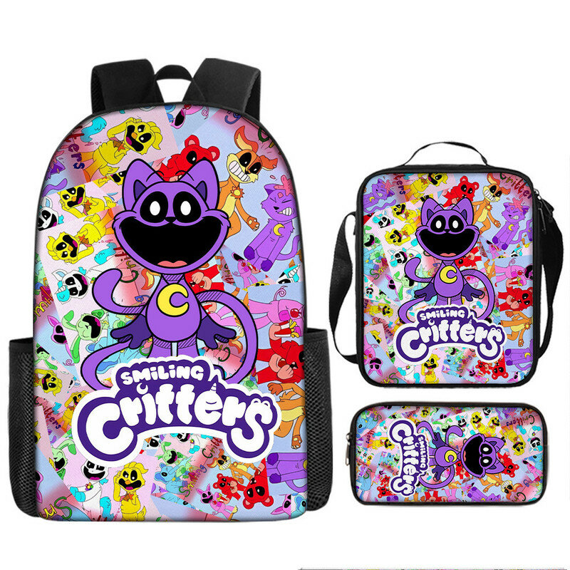 Рюкзак школьный + сумка через плечо + пенал-3 и 1 Сумка школьная мальчика для девочки подарок- smiling critters